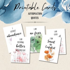 Printable Positive Affirmation Cards With Floral Design, Self-esteem ...