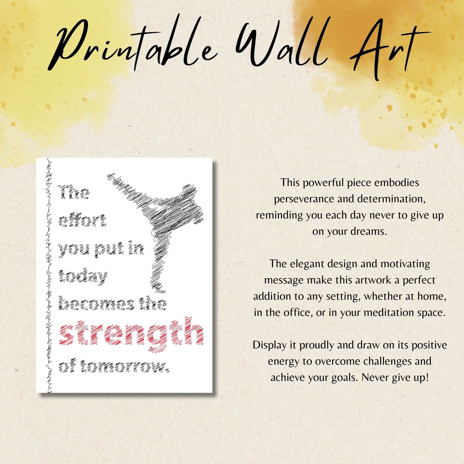 Printable Wire Strength Poster Motivational Poster, Perseverance Poster ...