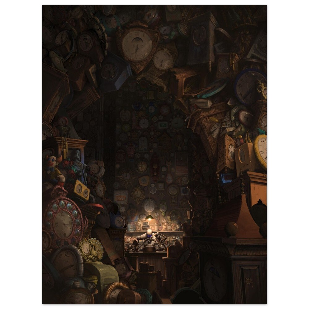 Robot Repairing a Clock Aluminum Print - Etsy