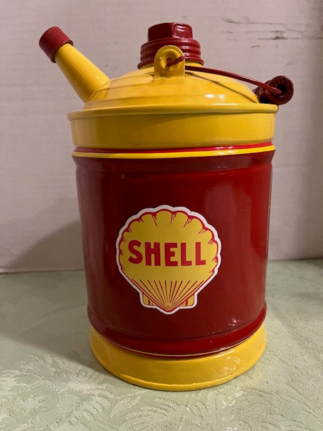 SHELL Vintage Big GAS Kerosene Can Station Coal Oil 1 Gallon Motor ...