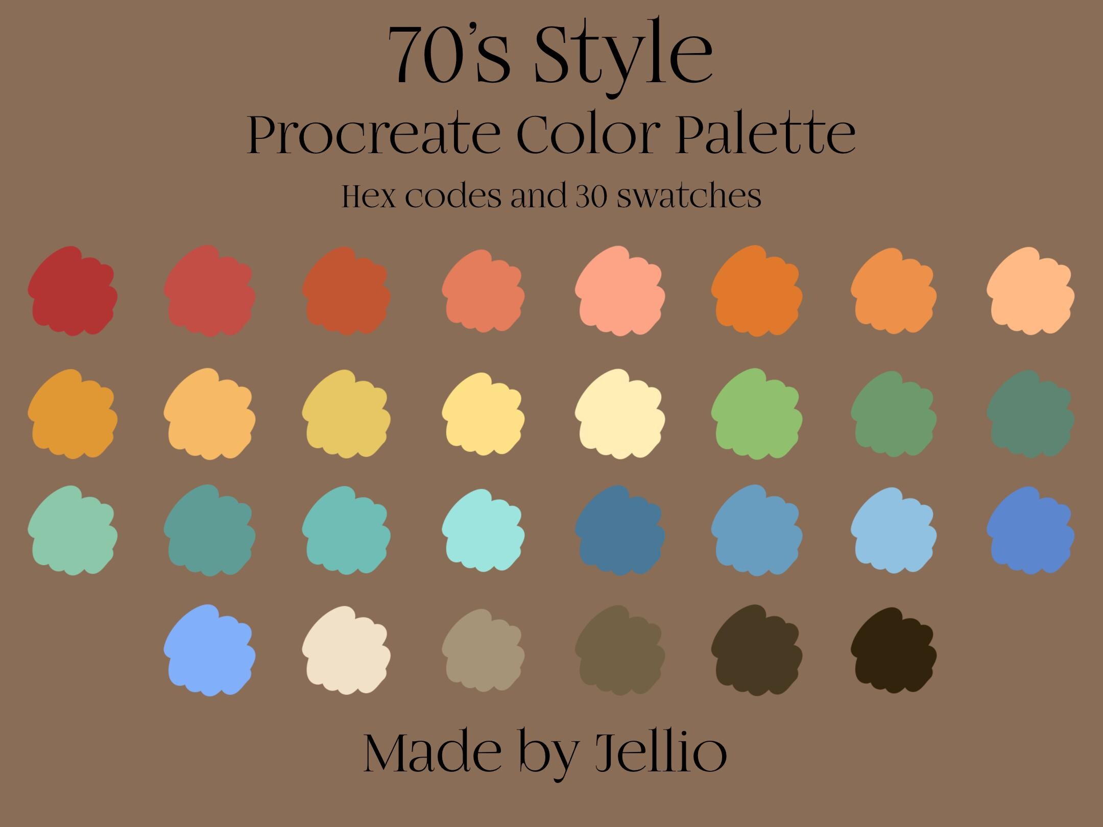 70s Style Procreate Color Palette (30 Swatches) - Etsy
