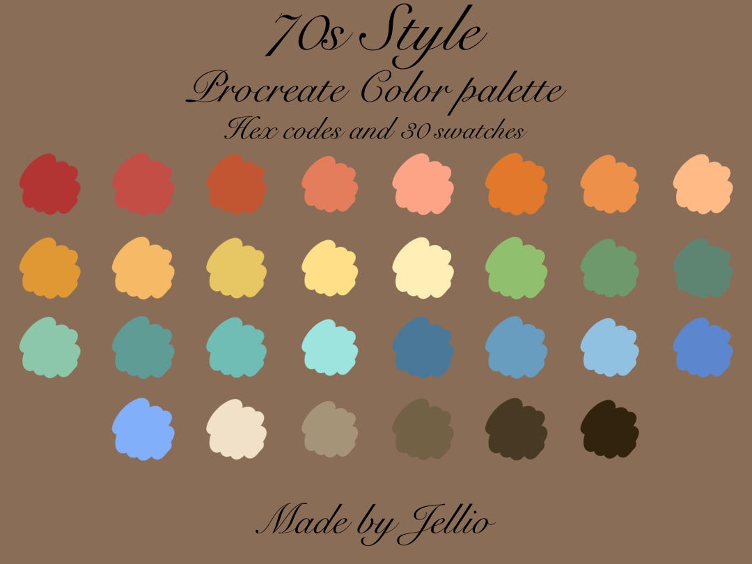 70s Style Procreate Color Palette 30 Swatches - Etsy