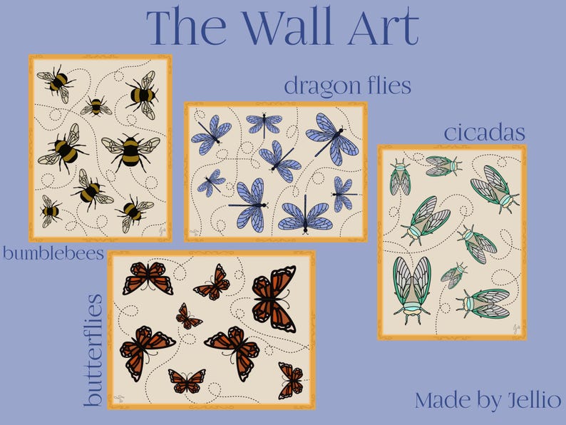 Cartoon Insect Digital Wall Art - Etsy