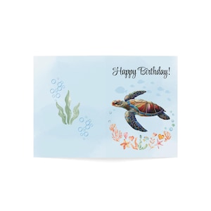 Greeting Cards, Sea Turtle Birthday Card, Adorable Watercolor Design ...