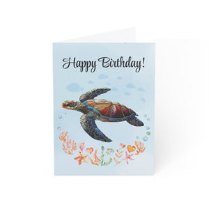 Greeting Cards, Sea Turtle Birthday Card, Adorable Watercolor Design ...
