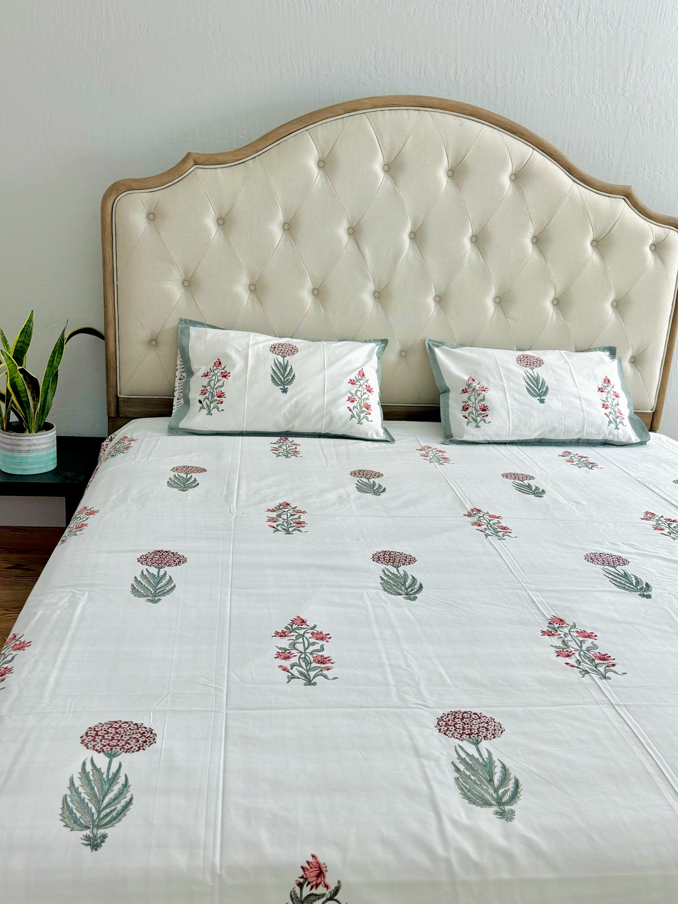 Cotton Comforter 4pc Set, Block Print Bedspread, Queen Size Cotton ...