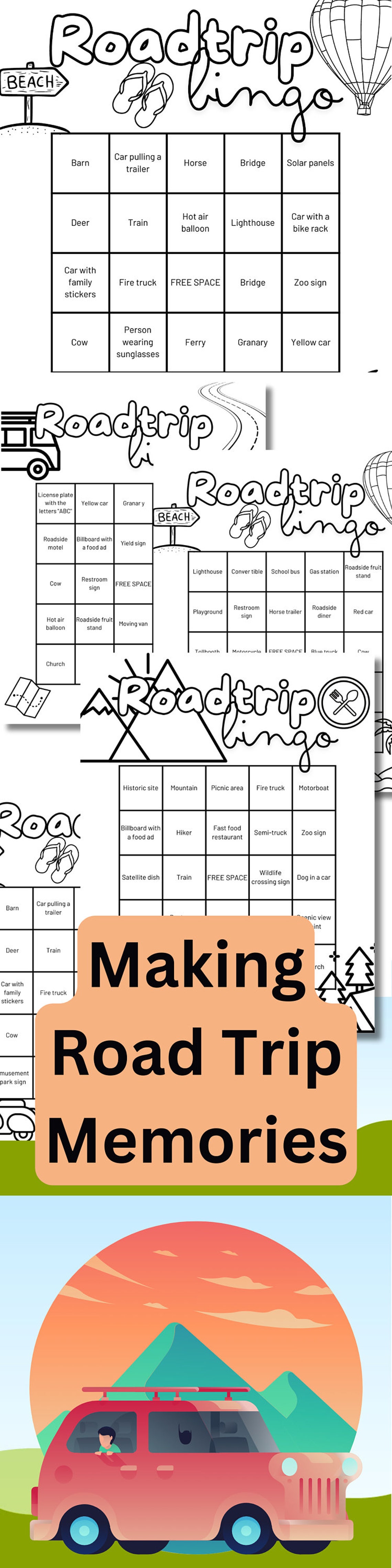 Roadtrip Game Bingo Card Printable Roadtrip Activity Travel Kit ...