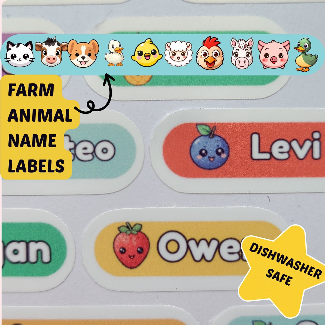 Daycare Farm Animal Name Sticker Boy Daycare Starter Kit Girl Name ...