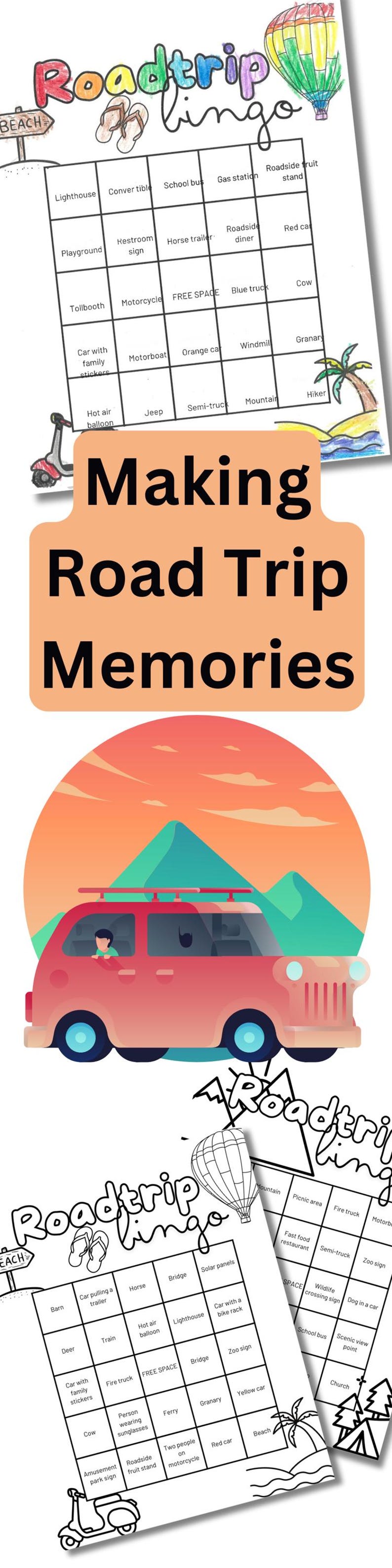 Road Trip Game for Kid Bingo Card Printable Road Trip Activity Sheet ...