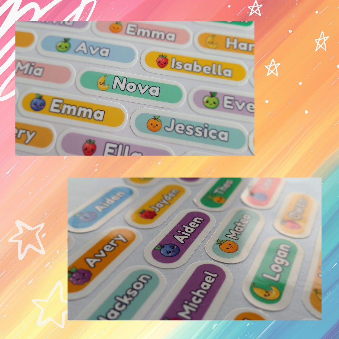 Custom Kid Name Label Sticker Girl Dishwasher Safe Label Sheet Sticker ...
