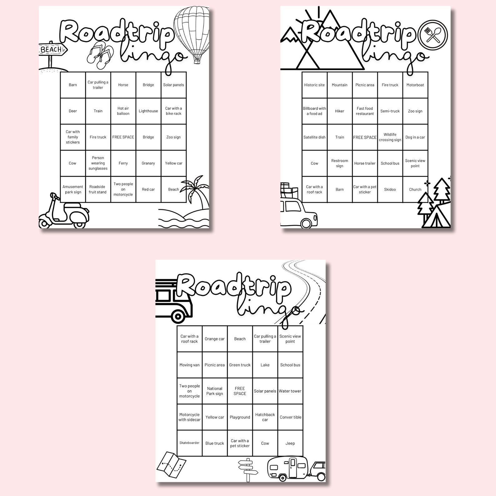 Road Trip Game for Kid Bingo Card Printable Road Trip Activity Sheet ...