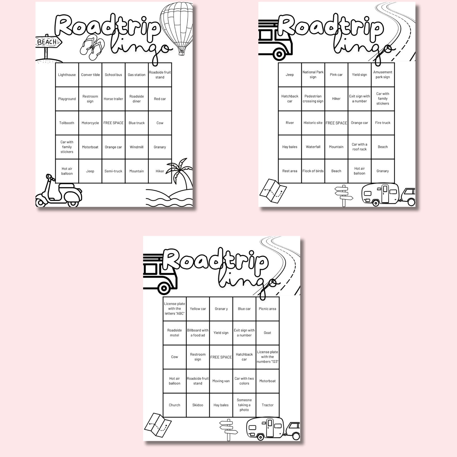 Roadtrip Game Bingo Card Printable Roadtrip Activity Travel Kit ...