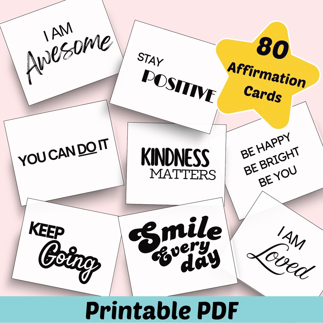 Daily Affirmation Card Printable for Teen Positive Affirmation Deck ...