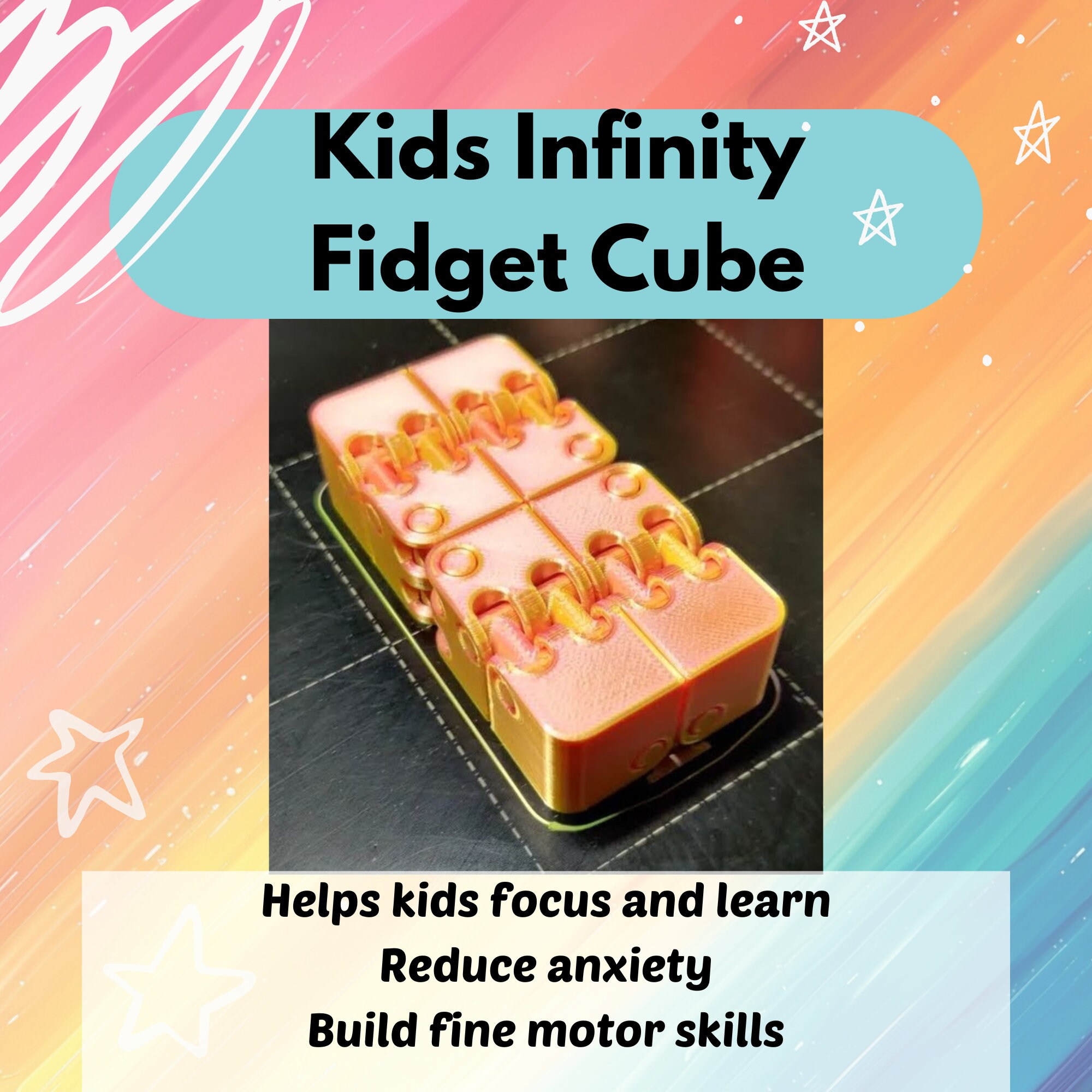 Kid Fidget Toy for Anxiety Child Sensory Development Fidget Cube Focus ...