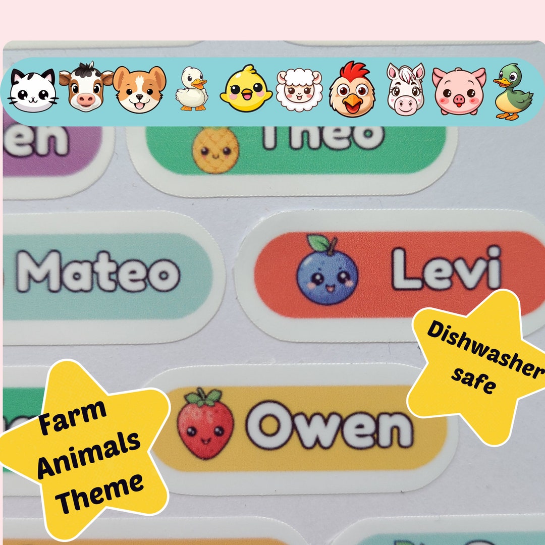Daycare Farm Animal Name Sticker Boy Daycare Starter Kit Girl Name ...