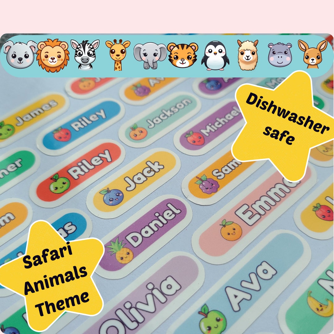 Personalized Safari Animal Name Label for Camp Sticker Vinyl Label Boy ...