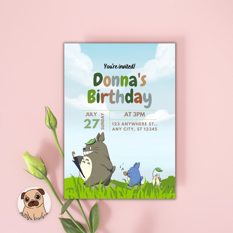 Editable Totoro Birthday Invitation, Printable Totoro Invitation ...