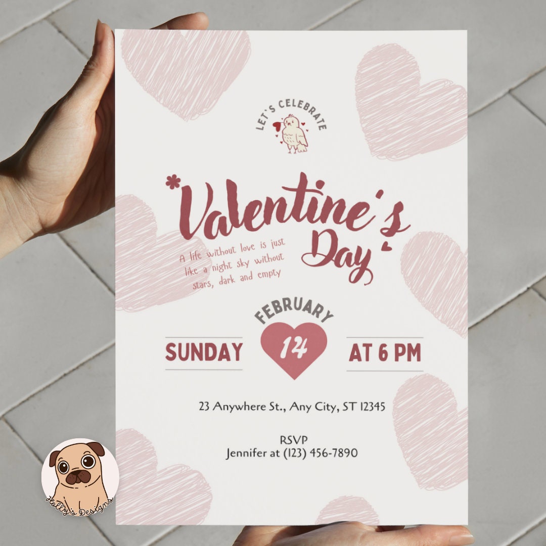 Editable Valentine Invitation, Valentines Day, Valentine Party, Canva ...