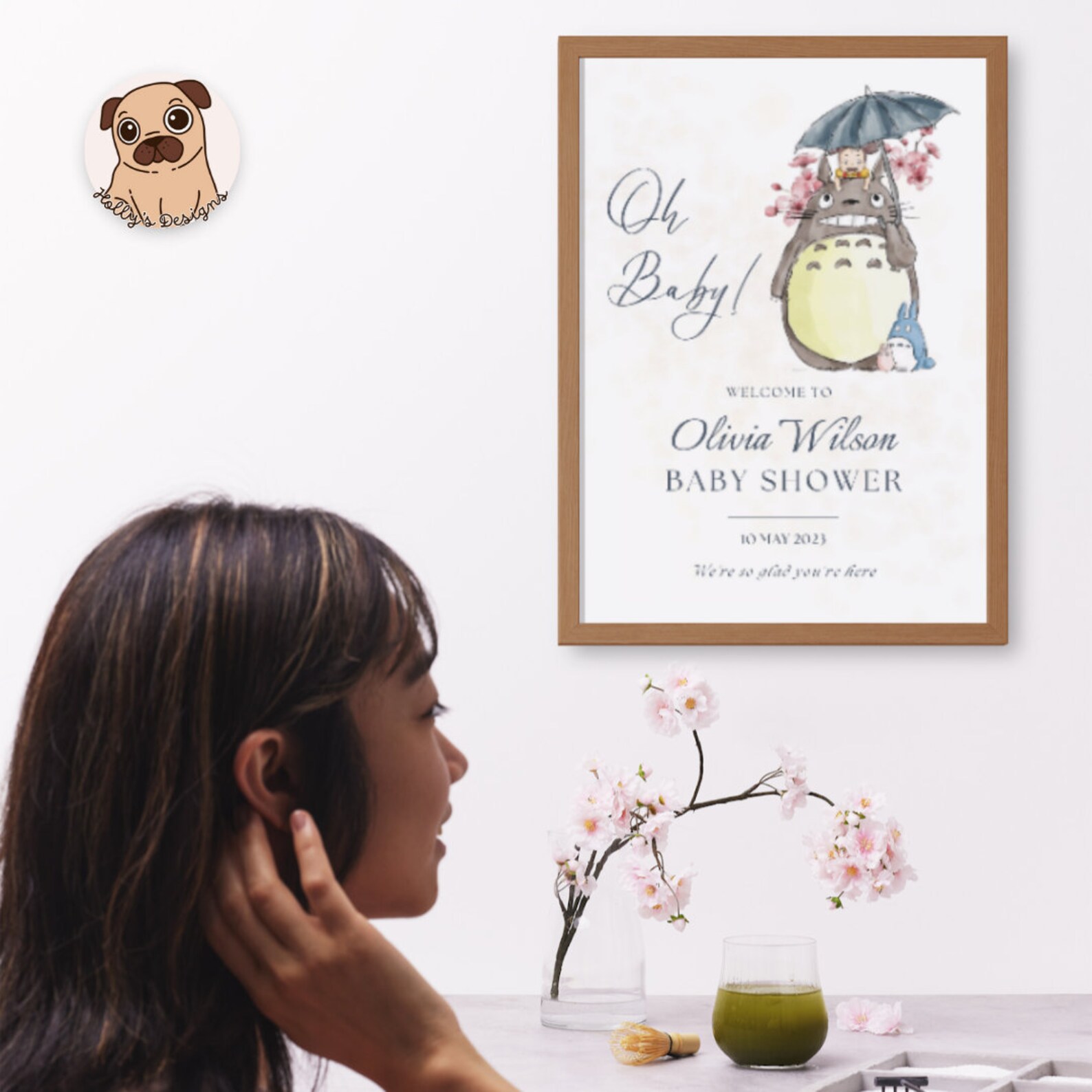 Digital Welcome Totoro, Baby Shower Welcome Sign, Girl Boho Shower ...