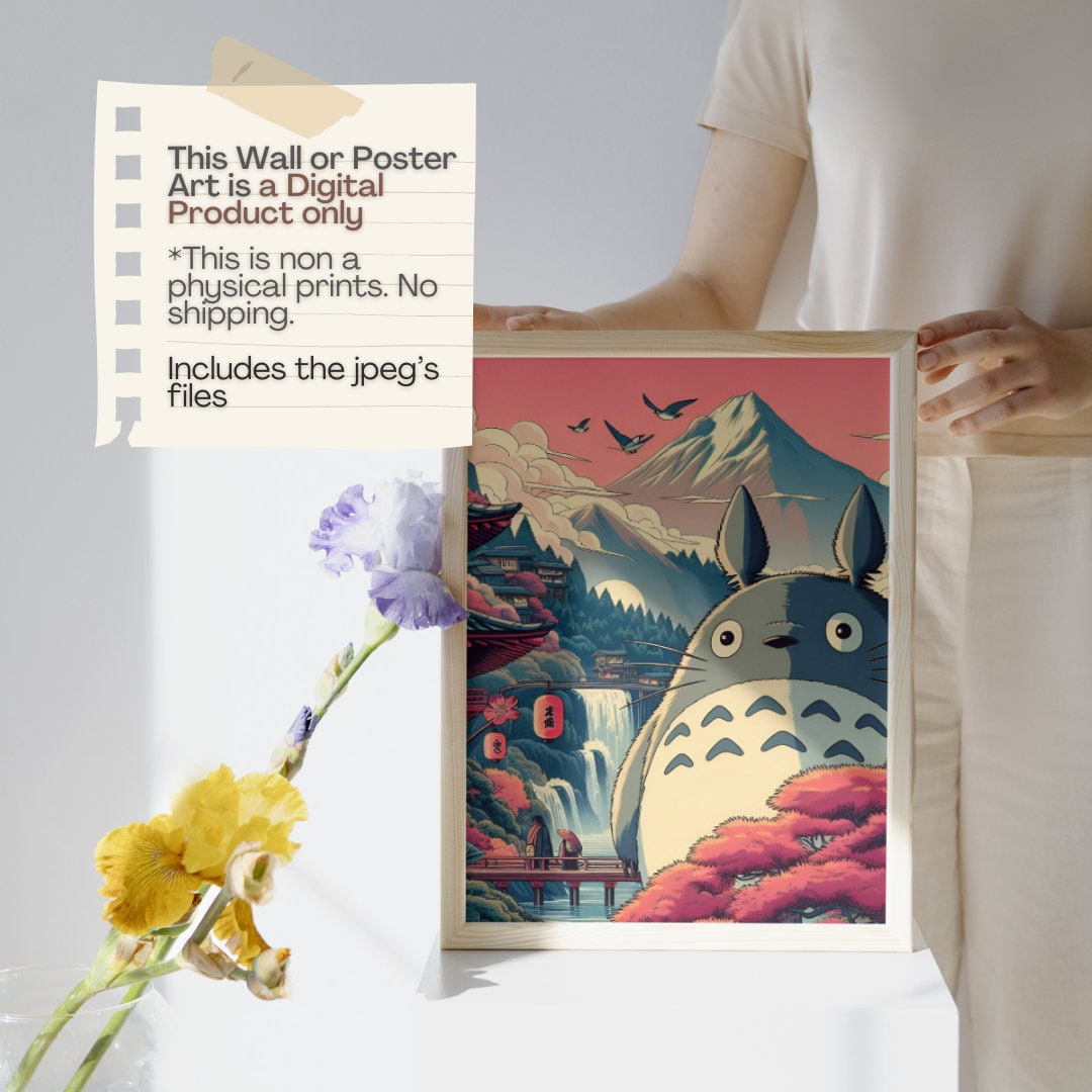 Totoro Japanese Landscape Wall Decor, My Neighbor Totoro, Wall Print ...