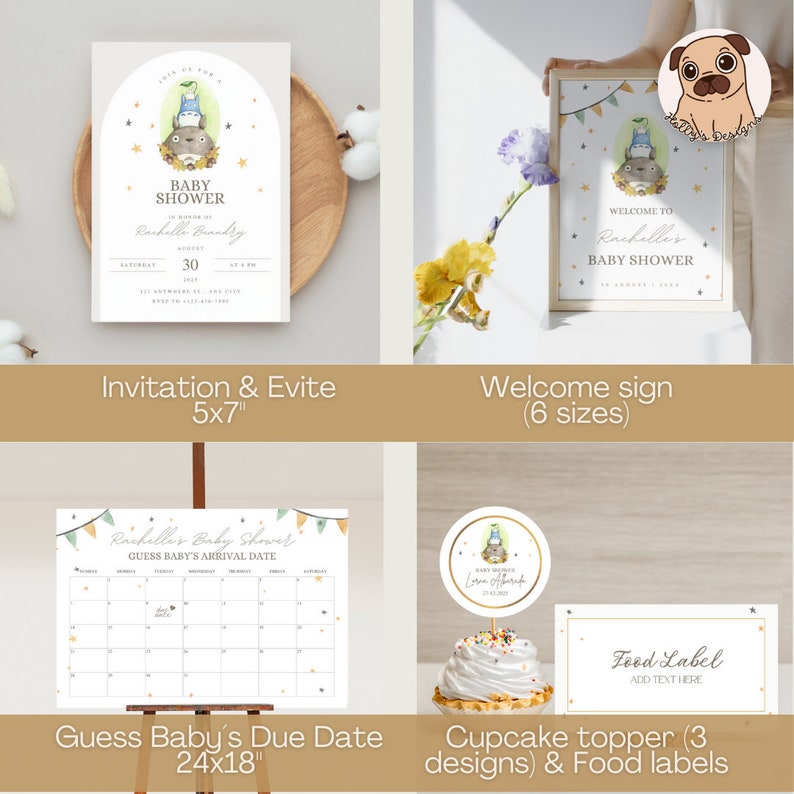 Editable My Neighbor Totoro Baby Shower Bundle Printable Decorations ...