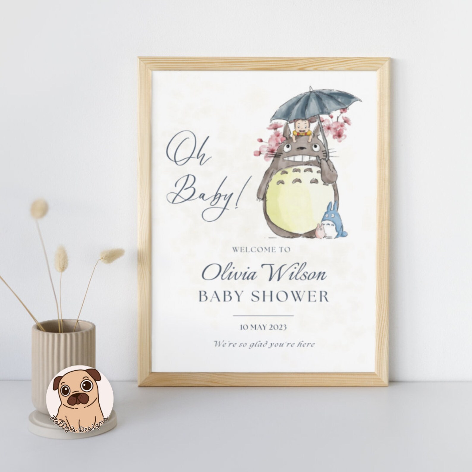 Digital Welcome Totoro, Baby Shower Welcome Sign, Girl Boho Shower ...