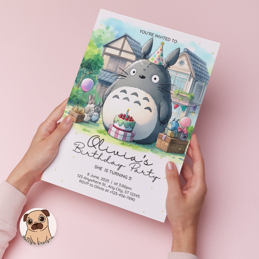 Editable Totoro Birthday Invitation, Printable Totoro Invitation ...