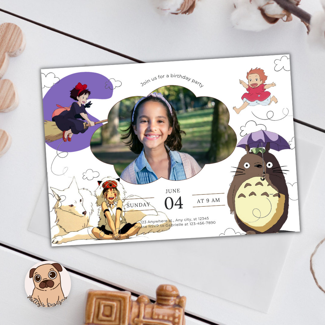Editable Totoro Birthday Invitation With Photo, Printable Invite ...