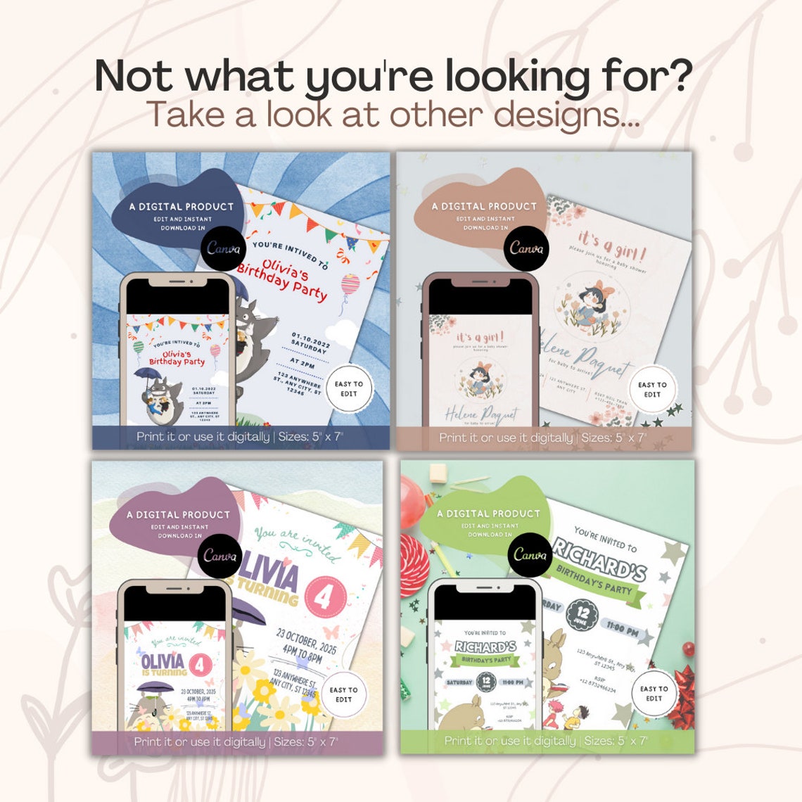 Editable, Kiki's Delivery Theme, Printable Ghibli Invitation Template ...