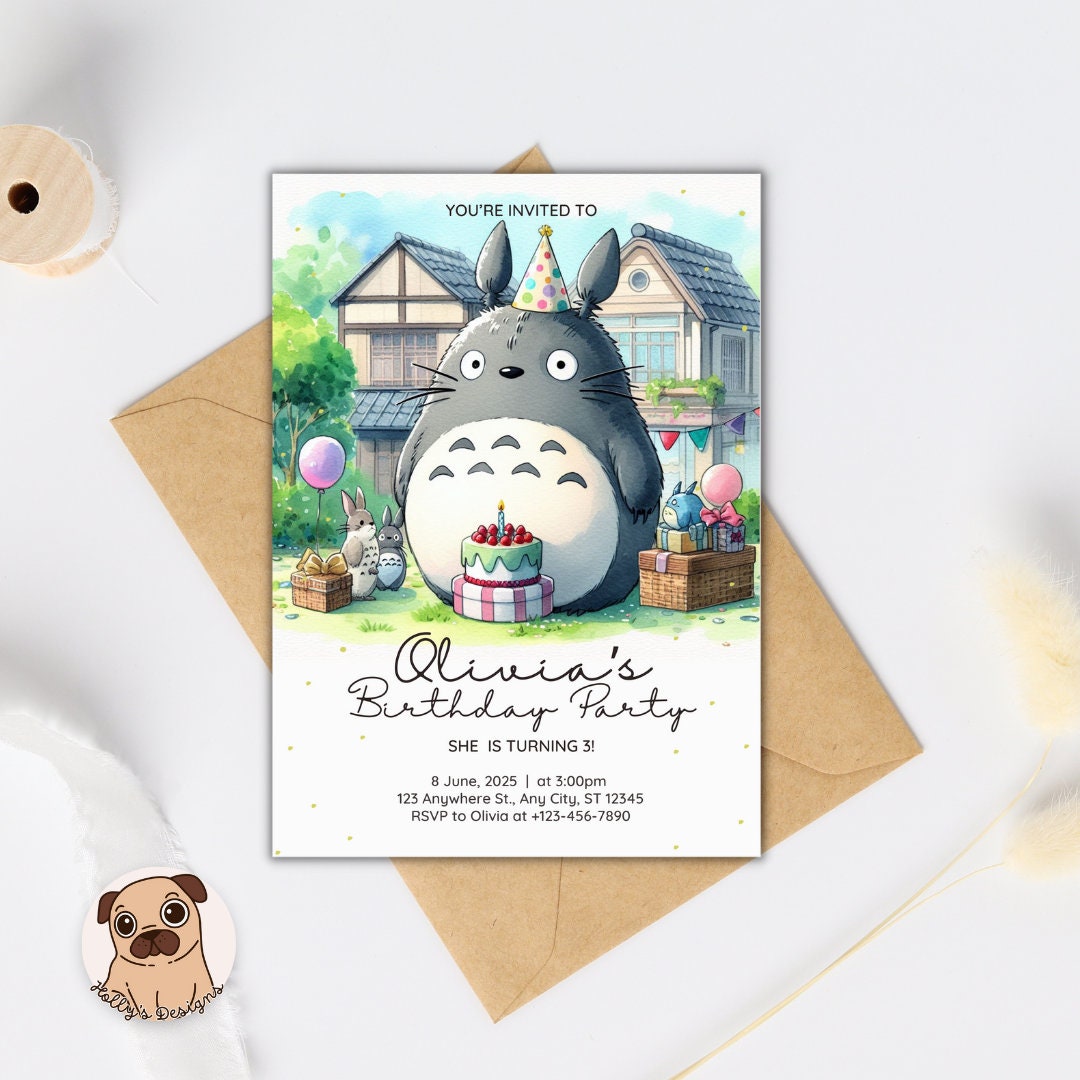 Editable Totoro Birthday Invitation, Printable Totoro Invitation ...