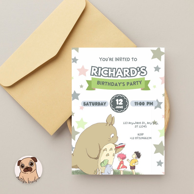 Editable Totoro Birthday Invitation, Printable Totoro Invitation ...