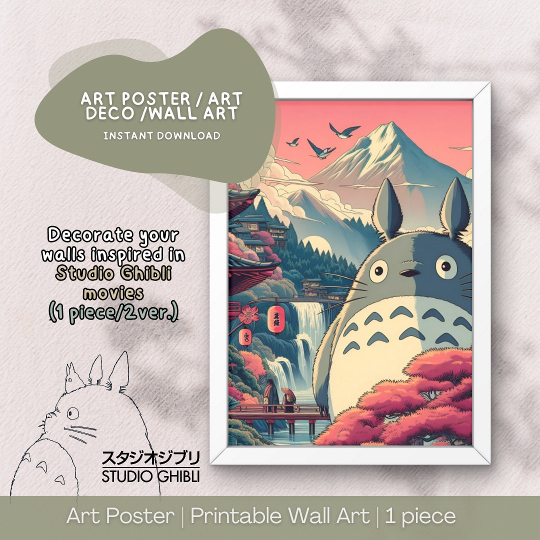 Totoro Japanese Landscape Wall Decor, My Neighbor Totoro, Wall Print ...