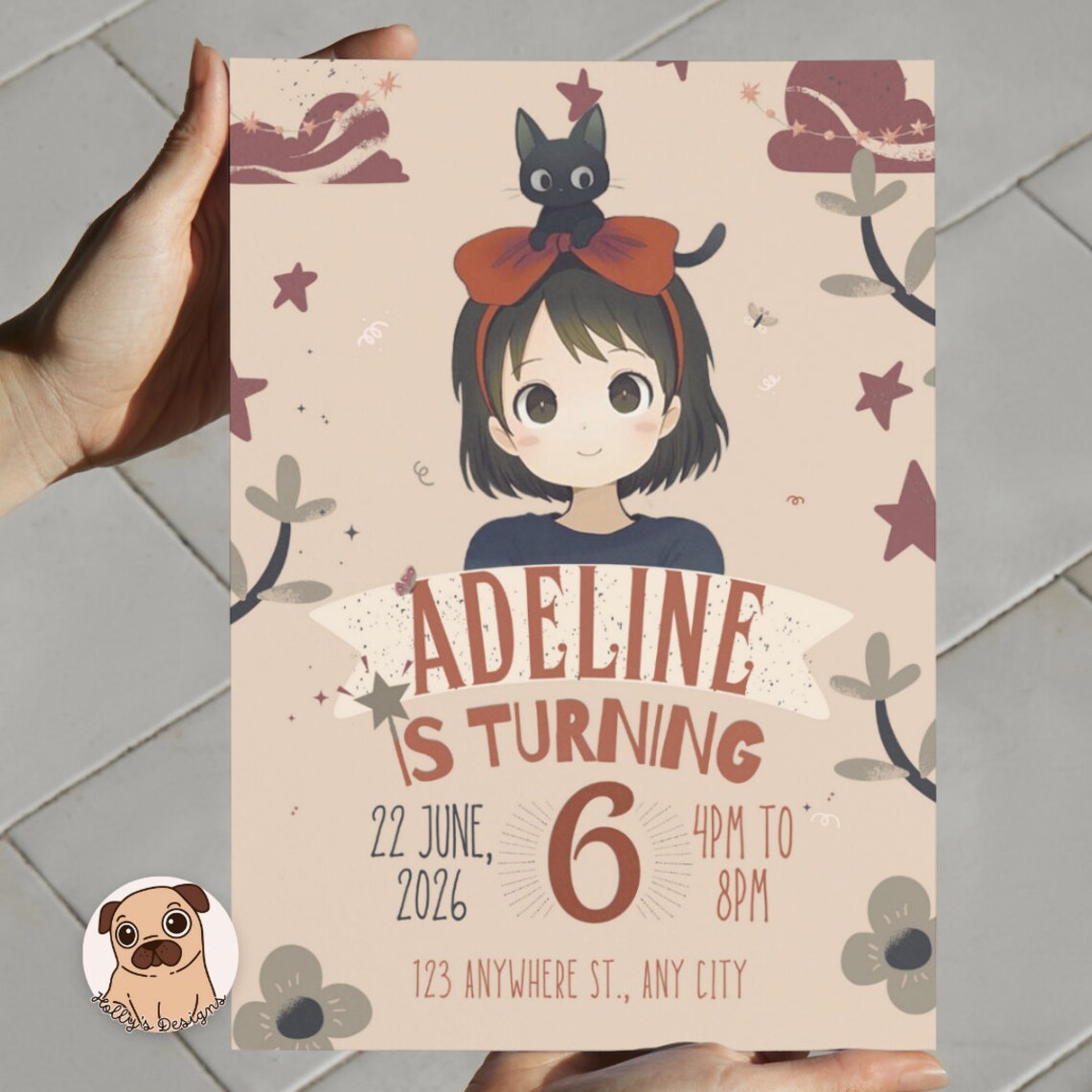 Editable Kiki's Delivery Theme, Printable Forest Spirit Invitation ...