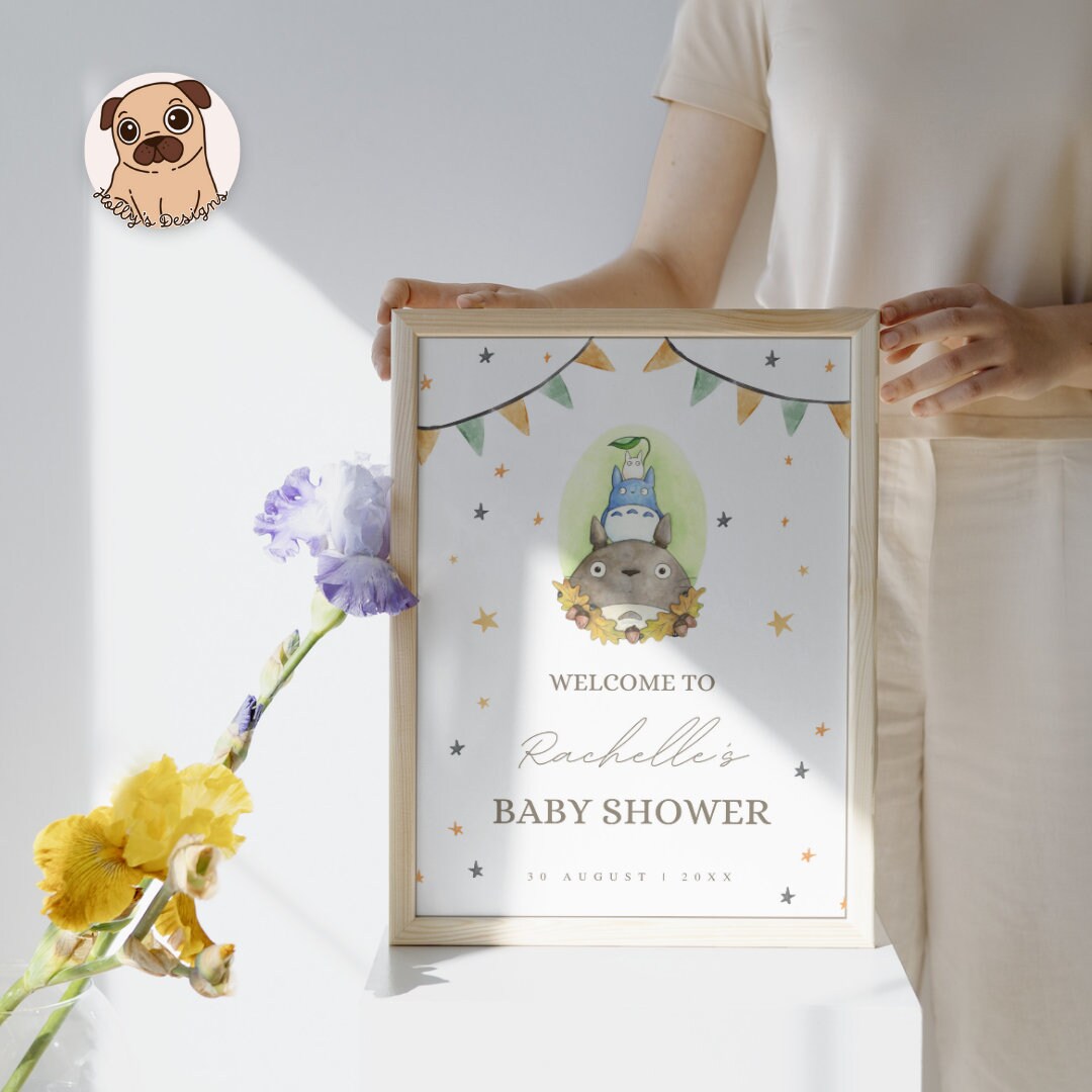Digital Welcome Totoro Sign, Baby Shower, Birthday, Personalized ...