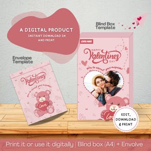 Editable Valentine Blind Box Template, Envolve Themed, Favor Gift Boxes, DIY With Photos Day ...