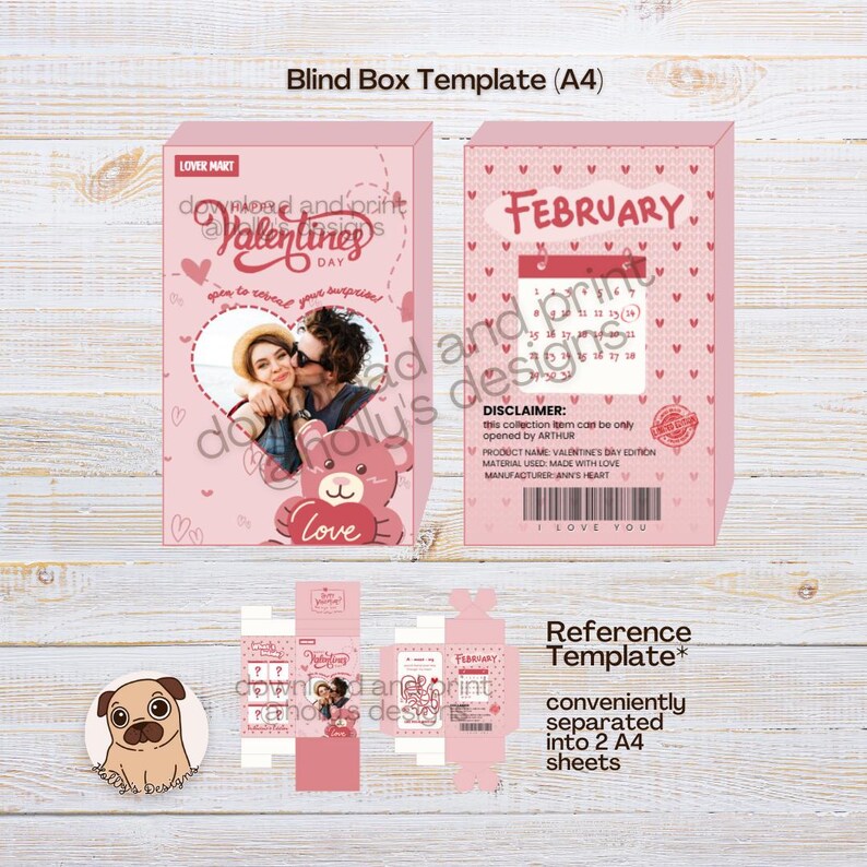 Editable Valentine Blind Box Template, Envolve Themed, Favor Gift Boxes, DIY With Photos Day ...