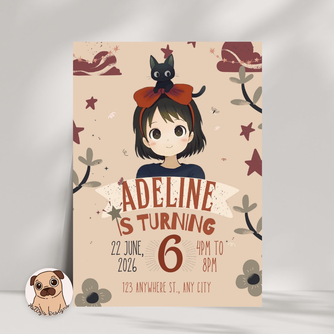 Editable, Kiki's Delivery Theme, Printable Ghibli Invitation Template ...