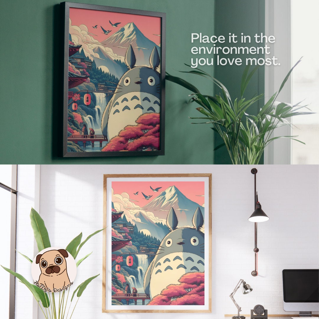 Totoro Japanese Landscape Wall Decor, My Neighbor Totoro, Wall Print ...