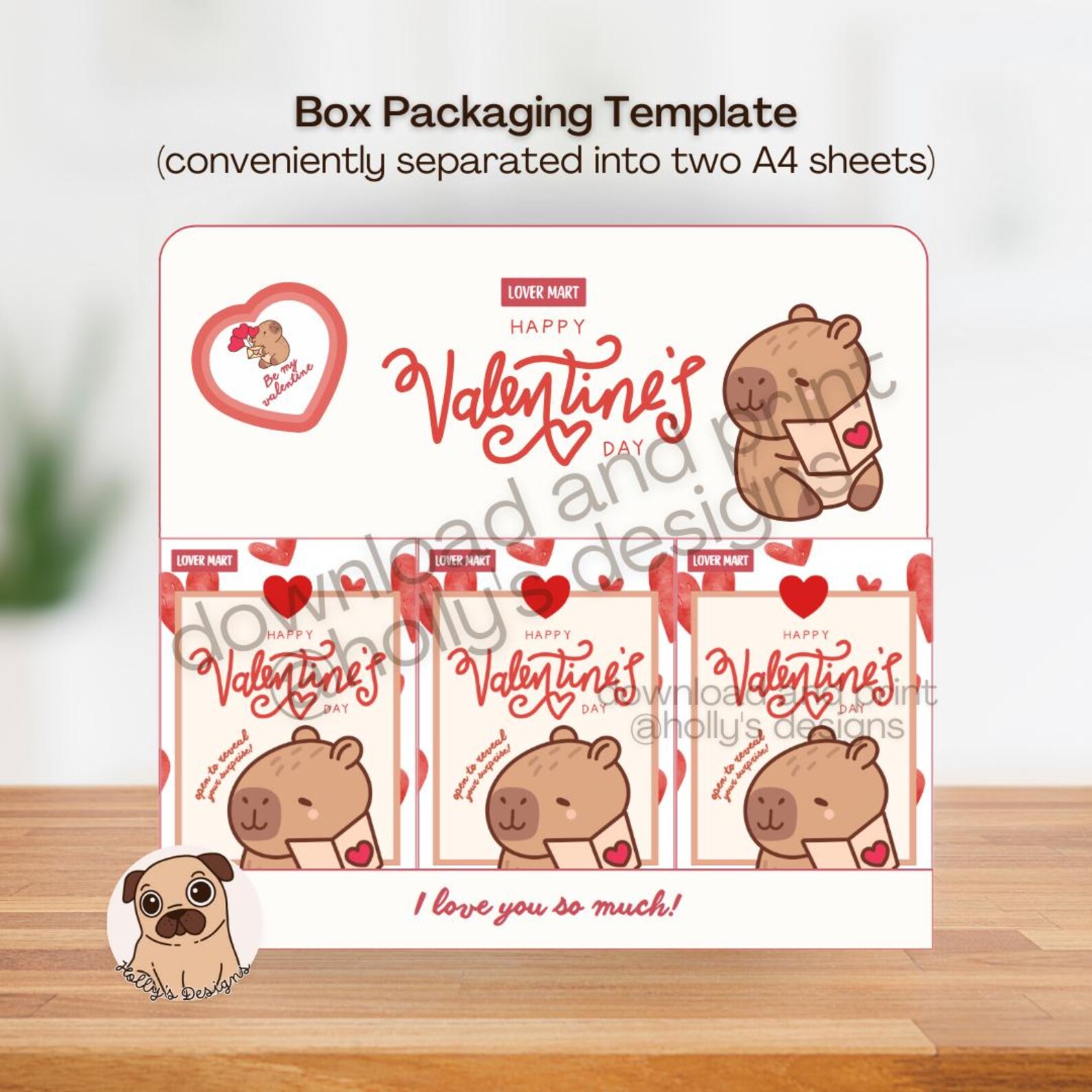Editable Capybara Combo Valentines Blind Box Template, Envolve Themed, Favor Gift Boxes, Mystery ...