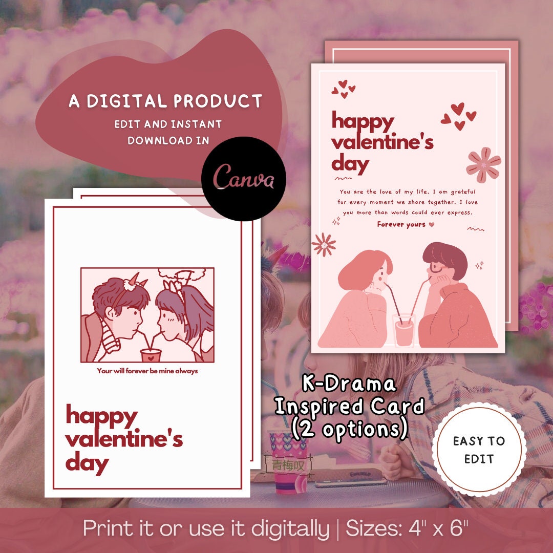 Editable, K-drama Inspired, Valentines Card, Lovers Day, Digital Card ...