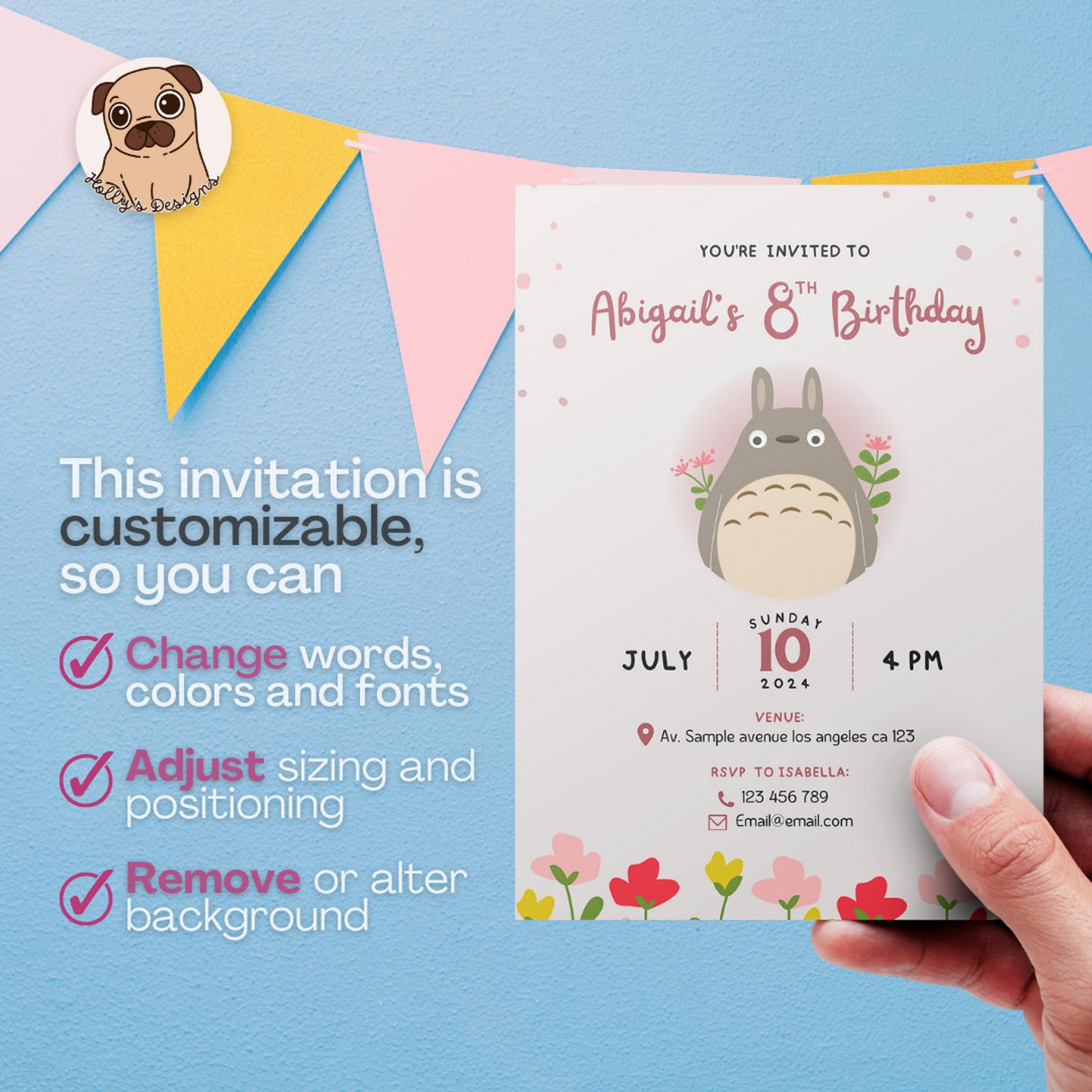 Editable Totoro Birthday Invitation, Printable Totoro Invitation ...