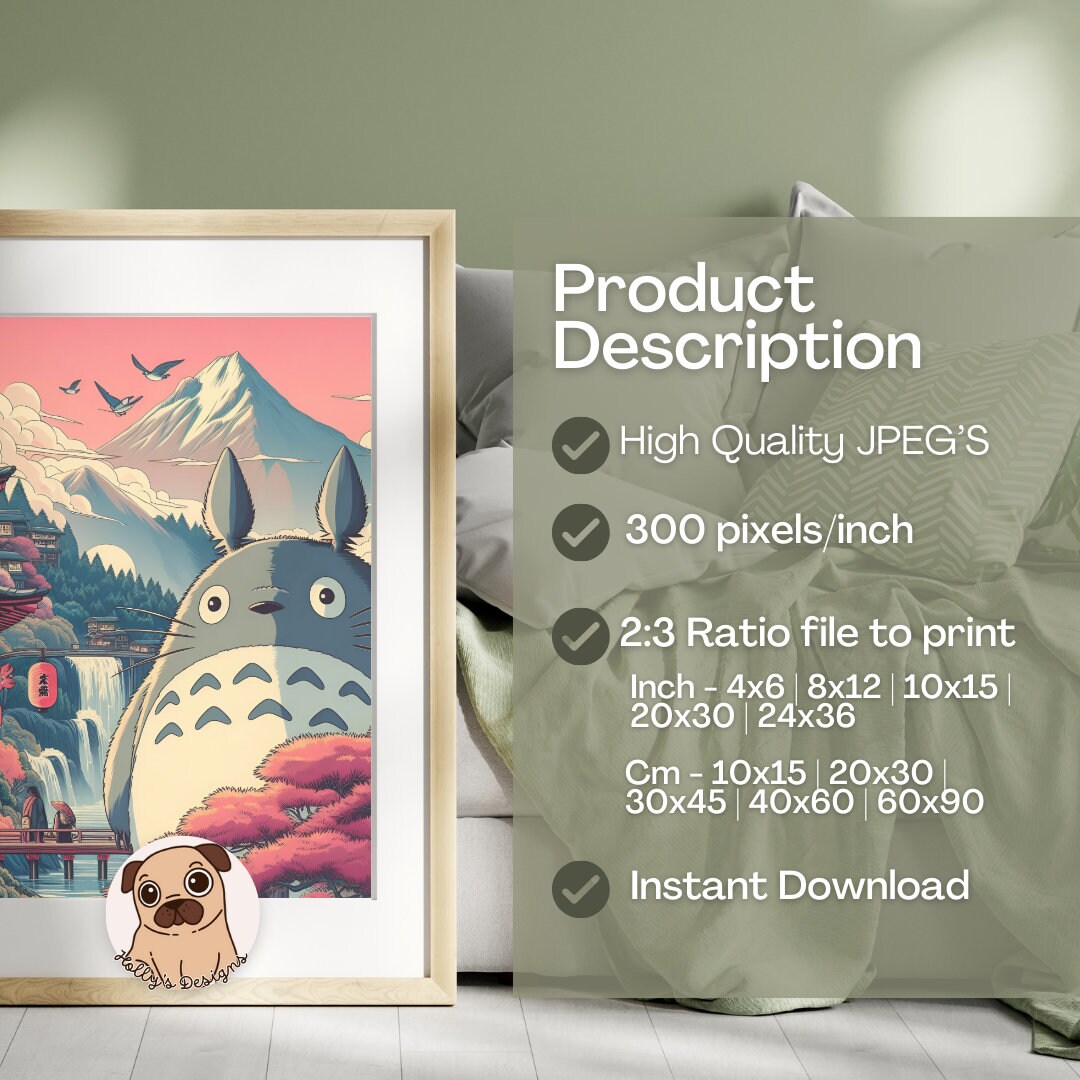 Totoro Japanese Landscape Wall Decor, My Neighbor Totoro, Wall Print ...