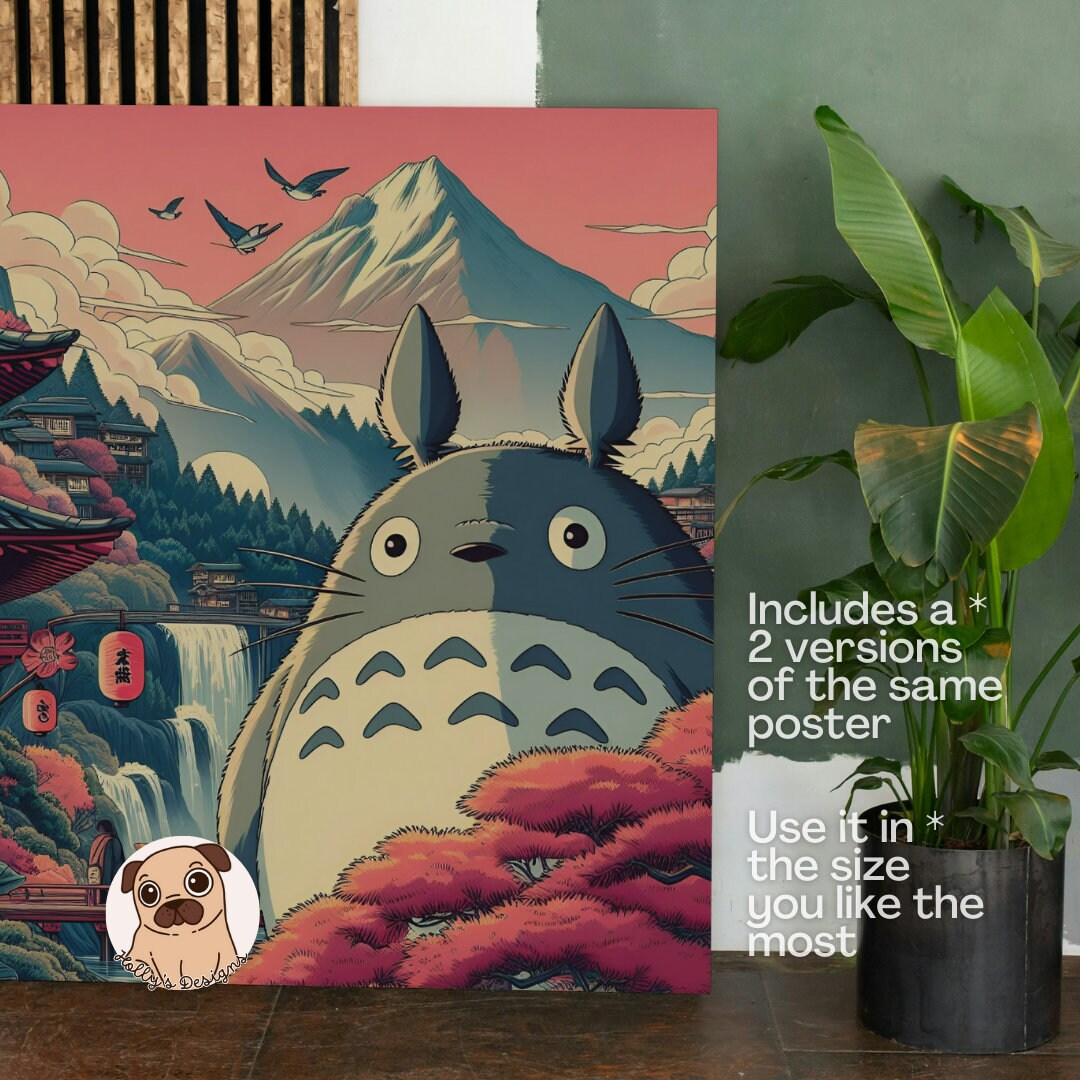 Totoro Japanese Landscape Wall Decor, My Neighbor Totoro, Wall Print ...