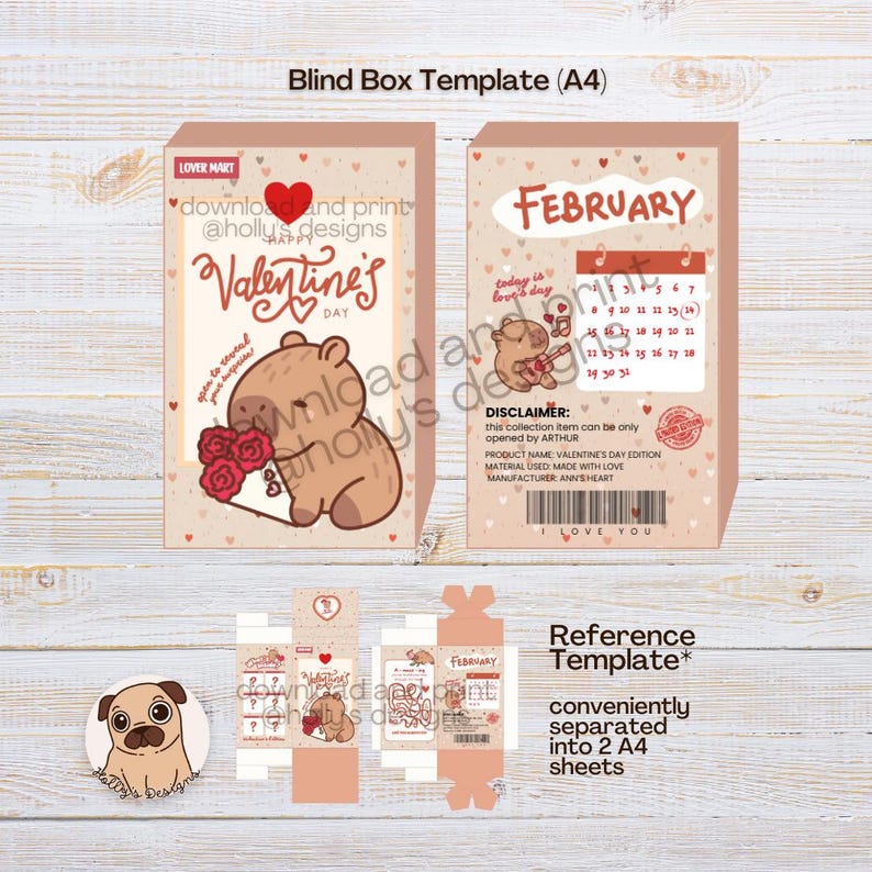Editable Capybara Valentine Blind Box Template, Envolve Themed, Favor ...