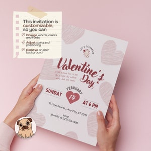 Editable Valentine Invitation, Valentines Day, Valentine Party, Canva ...