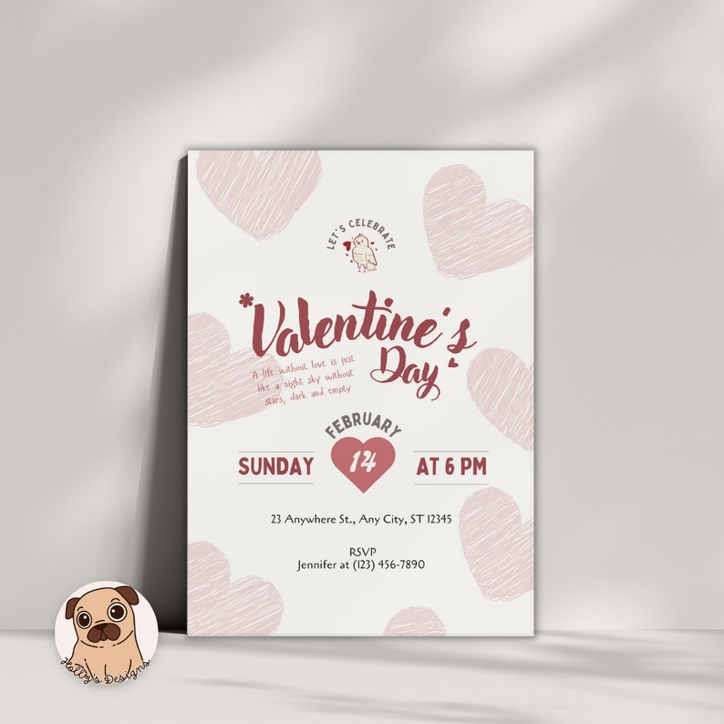 Editable Valentine Invitation, Valentines Day, Valentine Party, Canva ...