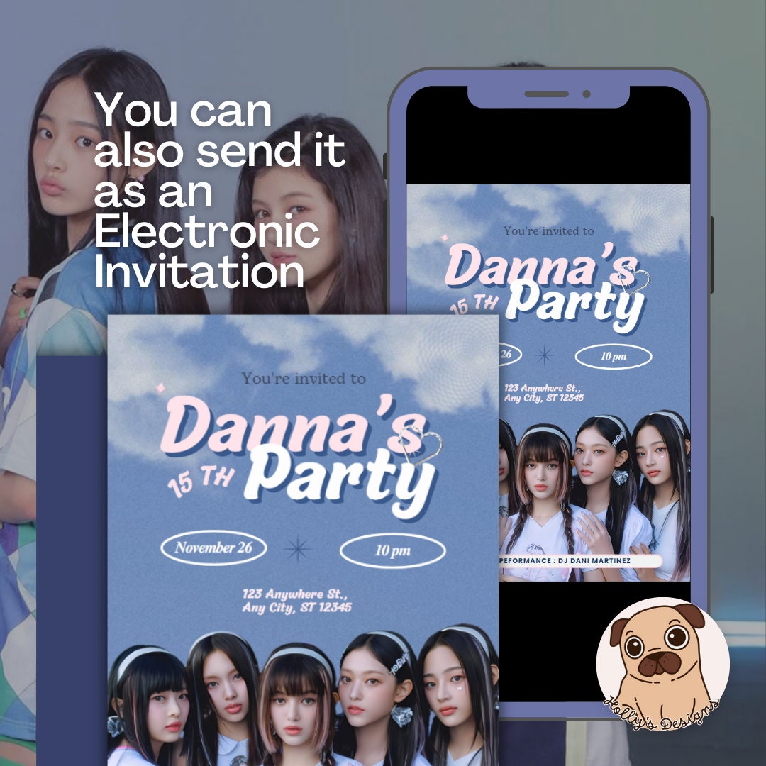Editable, Birthday Invitation, K-pop Girls Birthday Party, Customizable ...