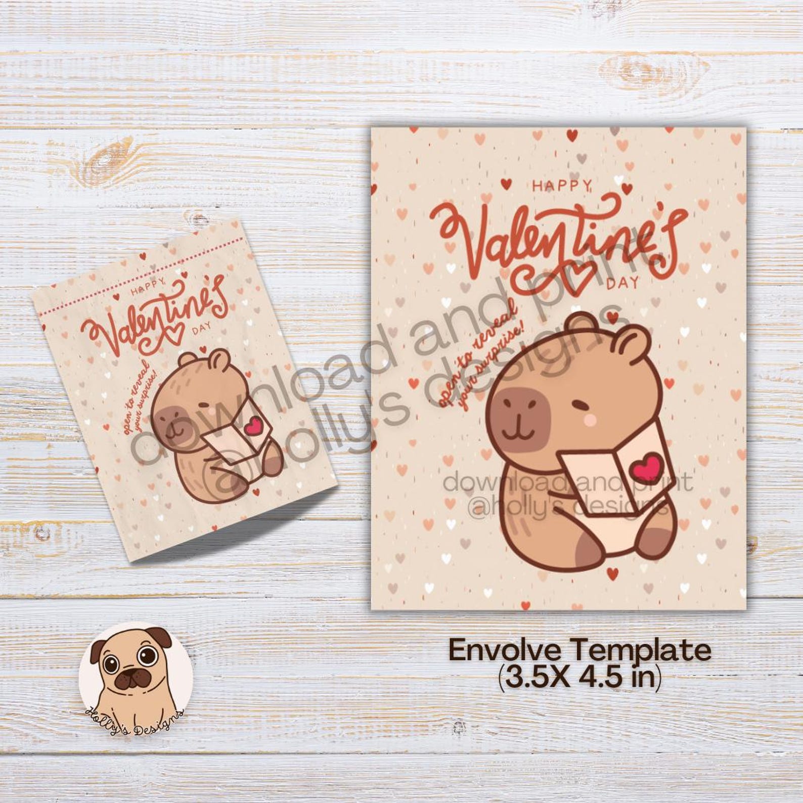 Editable Capybara Valentine Blind Box Template, Envolve Themed, Favor ...