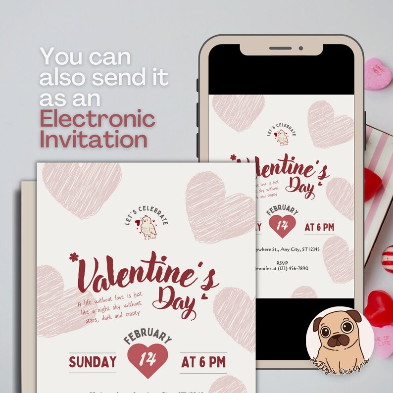 Editable Valentine Invitation, Valentines Day, Valentine Party, Canva ...