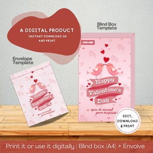 Editable Valentine Blind Box Template, Envolve Themed, Favor Gift Boxes, DIY Valentine Day Gift ...